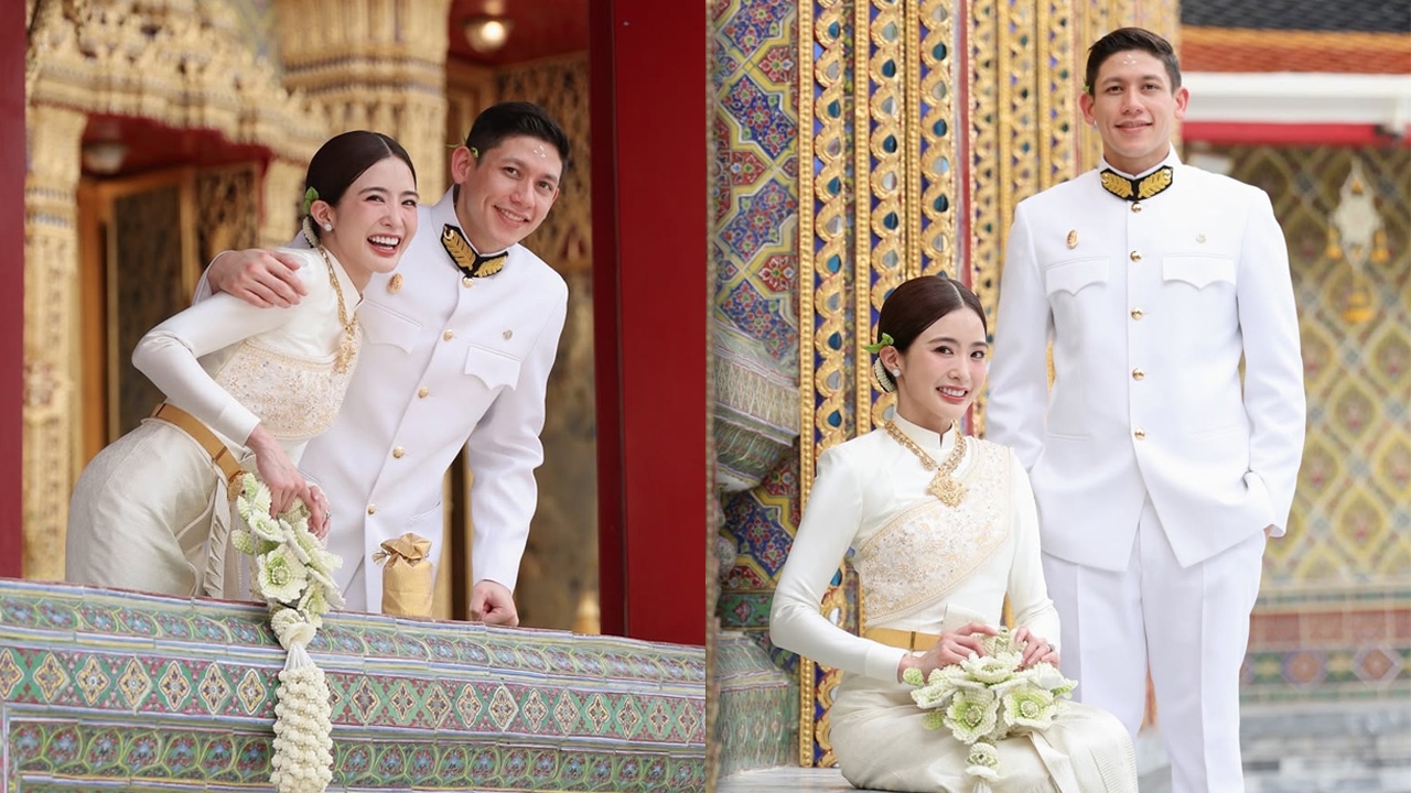 สวยสง่าสมฐานะสะใภ้สิงห์ มายด์ ลภัสลัล ควง พาย สุนิษฐ์ เข้ารับน้ำสังข์ ...