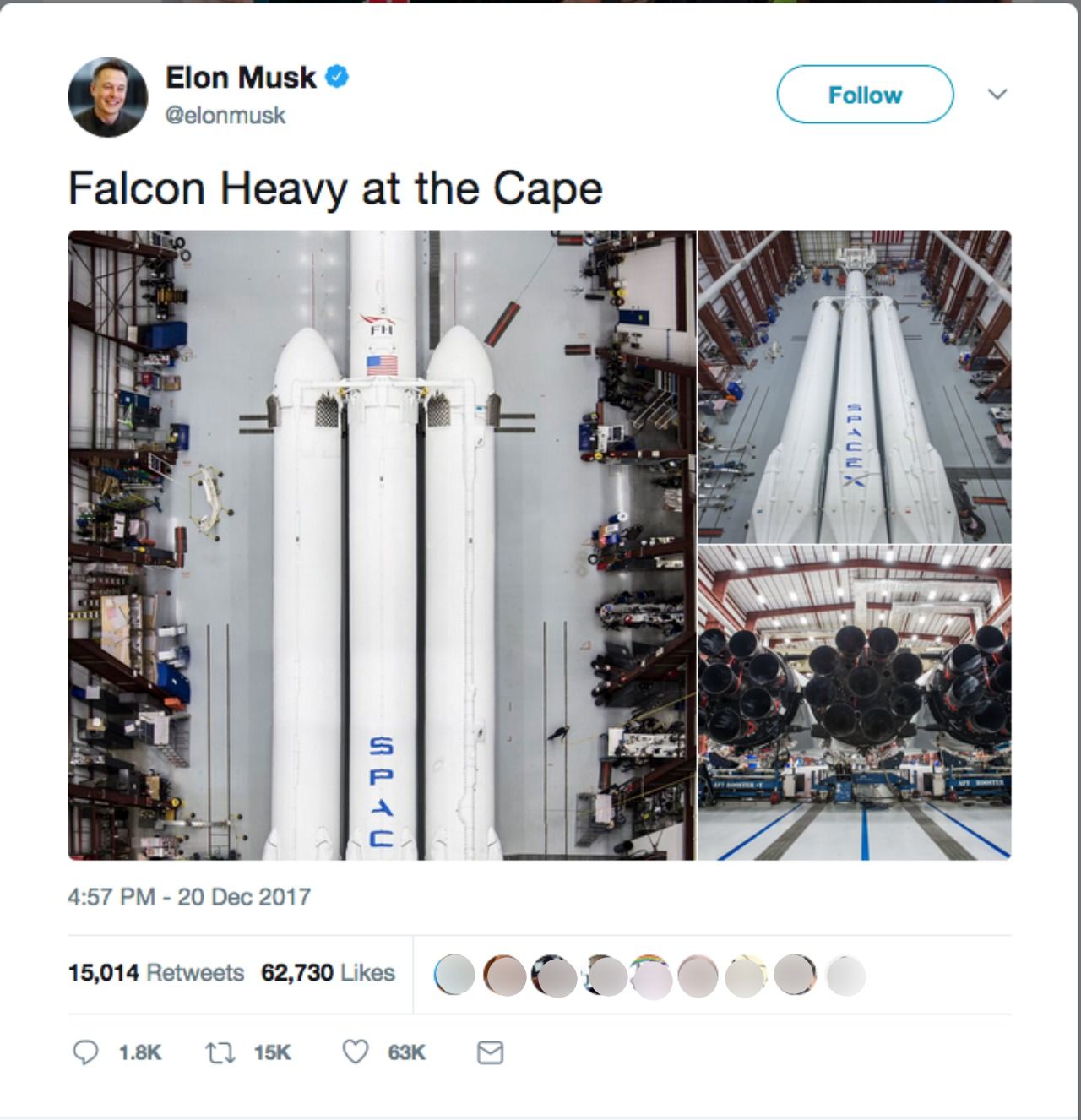 อีลอน มัสก์ โชว์ภาพจรวดยักษ์ falcon heavy ที่แหลมคานาเวอรัล