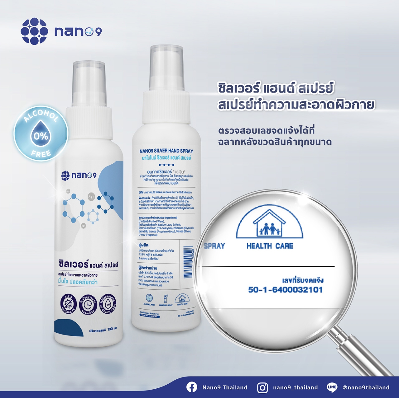 “Nano9 ซิลเวอร์ แฮนด์ สเปรย์” ตัวช่วยปกป้องผิว แบบไร้แอลกอฮอล์