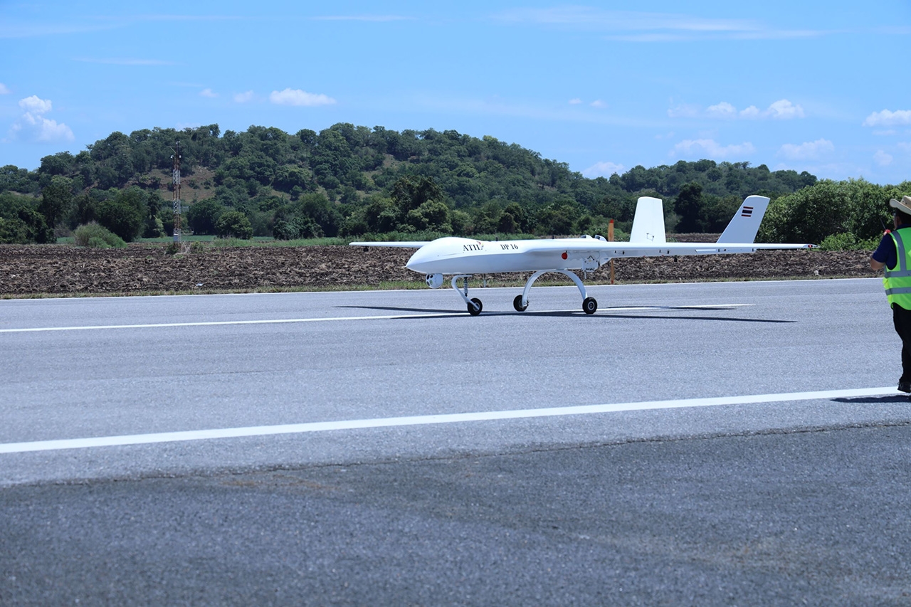 ATIL ทดสอบทิ้งระเบิดแบบนำวิถีด้วยแสงเลเซอร์ ไม่ติดหัวรบ จากอากาศยานไร้คนขับ DP16 UAV